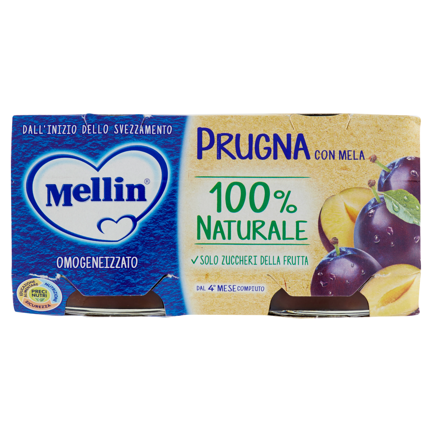 MELLIN OMOGENEIZZATO ALLA FRUTTA PRUGNA 100GR X2 200g (12 in a box ...